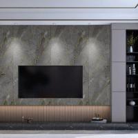 China Waterproof UV Coated PVC Marble Wall Panel 1.22x2.44m Golden Transfer Film Interior Decorative Board for sale