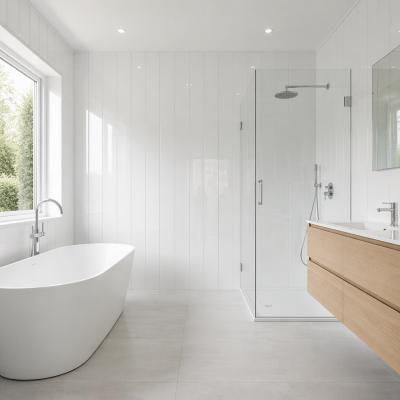 China 400mm High Gloss PVC Wall Panel White Waterproof Wall Panel for sale