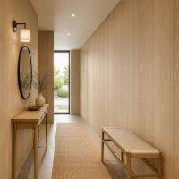 China 500mm Flat PVC Wall Panel Film Wrapped Wood Grain Wall Panel for sale