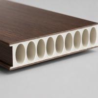 China 400mm 8mm V-Groove PVC Wall Panel Oval Core Wood Grain for sale
