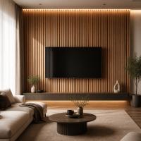 China 3D Modern Interior WPC Fluted Panel for TV Background Wall Decoration for sale