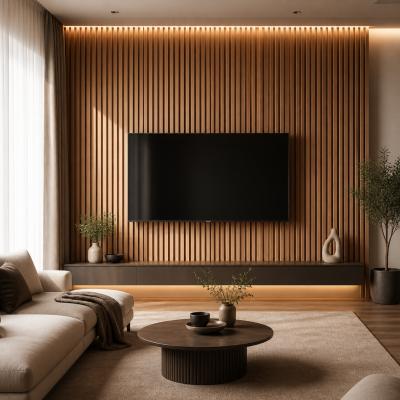 China 3D Modern Interior WPC Fluted Panel for TV Background Wall Decoration for sale