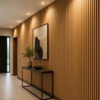 China 3D Modern Interior WPC Fluted Panel for TV Background Wall Decoration for sale