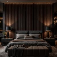 China Natural Wood Grain Fluted WPC Wall Panels for Bedroom Headboard Feature Walls for sale