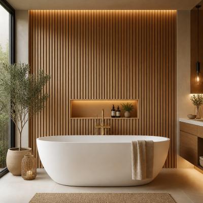 China Moisture Proof Fluted WPC Wall Boards for Bathroom Shower Kitchen Splashbacks for sale