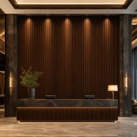 China Commercial Fire Rated Fluted WPC Cladding for Hotel Restaurant Corridor Walls for sale