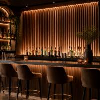 China Commercial Fire Rated Fluted WPC Cladding for Hotel Restaurant Corridor Walls for sale