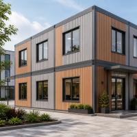 China Waterproof Exterior WPC Cladding Panels for Container House Prefab Building for sale
