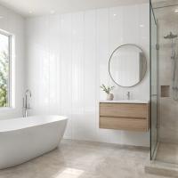 China 400mm High Gloss PVC Wall Panel for Bathroom White Waterproof Wall Panel for sale