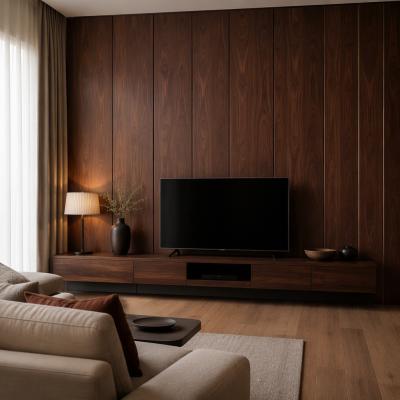 China 400mm 8mm V-Groove PVC Wall Panel for Living Room Wood Grain Wall Panel for sale