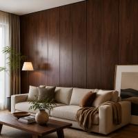 China 400mm 8mm V-Groove PVC Wall Panel for Living Room Wood Grain Wall Panel for sale