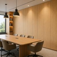 China 500mm V-Groove PVC Wall Panel for Office HD Film Waterproof Wall Panel for sale
