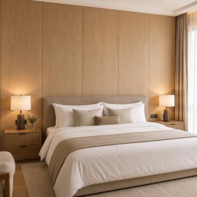 China 500mm Flat PVC Wall Panel for Hotel Film Wrapped Wood Grain Wall Panel for sale