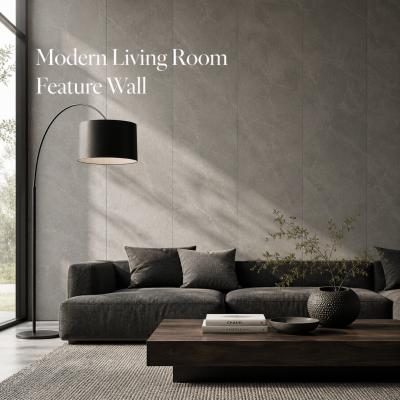 China Neutral Grey Stone SPC Wall Panels Living Room Bedroom Feature Wall Cladding for sale