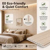 China Warm White Wood SPC Wall Panels Bedroom Headboard Wall Interior Cladding for sale