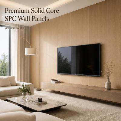China Oak Wood Look SPC Wall Panels for Living Room TV Accent Wall Decorative Cladding for sale