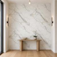 China Calacatta White Marble SPC Wall Panels Gold Vein Waterproof Click Lock Wall Panel for sale