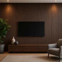 China 3D Embossed Walnut Wood SPC Wall Panels Waterproof Textured Stone Composite Wall Cladding for sale