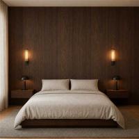 China 3D Embossed Walnut Wood SPC Wall Panels Waterproof Textured Stone Composite Wall Cladding for sale