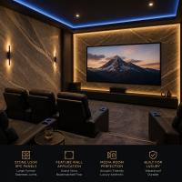 China Basement Media Room Stone Look SPC Wall Panels Large Board Easy Clean Cladding for sale