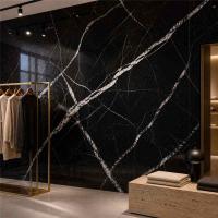 China High Gloss Mirror Marble SPC Wall Panels Black White Vein Waterproof Wall Cladding for sale