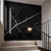 China High Gloss Mirror Marble SPC Wall Panels Black White Vein Waterproof Wall Cladding for sale