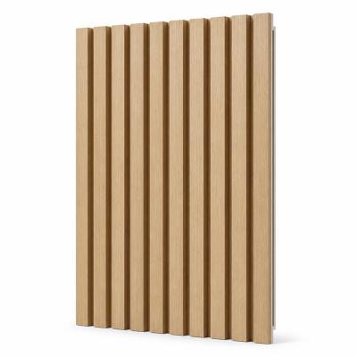 China Fluted Ribbed SPC Wall Panels Light Oak Slat V Groove Waterproof Interior Cladding for sale