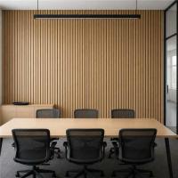 China Fluted Ribbed SPC Wall Panels Light Oak Slat V Groove Waterproof Interior Cladding for sale
