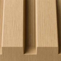 China Fluted Ribbed SPC Wall Panels Light Oak Slat V Groove Waterproof Interior Cladding for sale