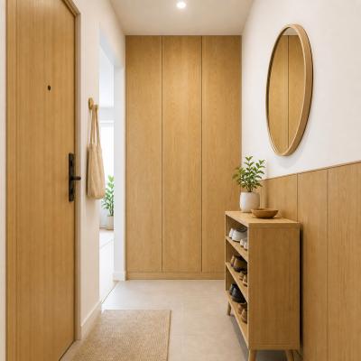 China 7mm Wood Grain PVC Wall Panel 600mm Wide Decorative for Rental Apartment Makeover for sale