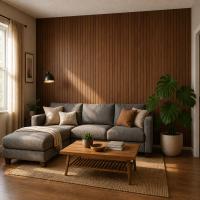China 7mm Wood Grain PVC Wall Panel 600mm Wide Decorative for Rental Apartment Makeover for sale
