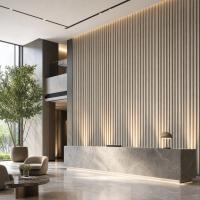 China 9mm Ribbed 3D PVC Wall Panel 500mm Wide Textured for Hotel Lobby Accent Wall for sale