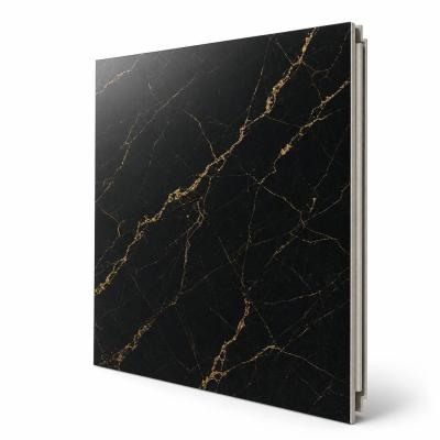 China Black Portoro Gold Vein Marble SPC Wall Panels Waterproof Interior Wall Cladding for sale