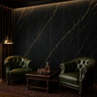 China Black Portoro Gold Vein Marble SPC Wall Panels Waterproof Interior Wall Cladding for sale