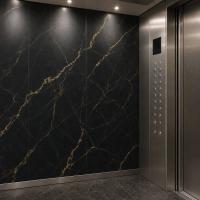 China Black Portoro Gold Vein Marble SPC Wall Panels Waterproof Interior Wall Cladding for sale