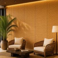 China Rattan Woven Cane Texture SPC Wall Panels Waterproof Interior Wall Cladding for sale