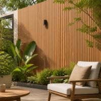 China Rigid Core WPC Great Wall Board 219x26mm Quadruple Peak Exterior Wall Panel for sale