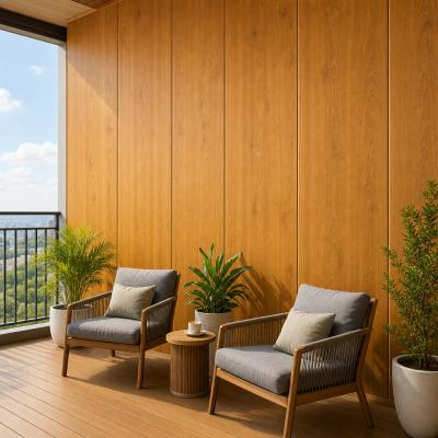 China 600mm V-Groove PVC Wall Panel for Balcony Wood Grain Wall Panel for sale
