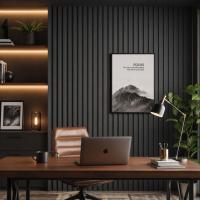 China Interior WPC Fluted Wall Panel 155x20mm Wood Grain TV Background Feature Wall for sale