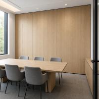 China Light Oak SPC Wall Panels Office Fit Out Waterproof Interior Feature Wall Cladding for sale