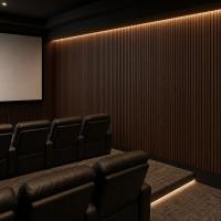 China WPC Fluted Wall Panel Dark Oak for Home Theater and Media Room Feature Wall for sale