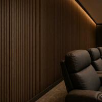 China WPC Fluted Wall Panel Dark Oak for Home Theater and Media Room Feature Wall for sale