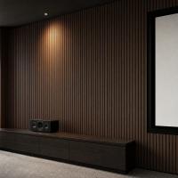 China WPC Fluted Wall Panel Dark Oak for Home Theater and Media Room Feature Wall for sale