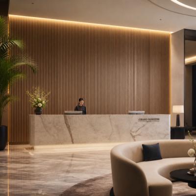 China SPC Wall Panel Fluted Ribbed Accent Wall Slat Soundproof for Hotel Lobby Interiors for sale