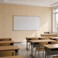 China 600mm Wide Pale Birch Wood Grain PVC Wall Panel for School Classroom and Corridor Cladding for sale