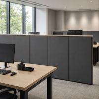 China 600mm Wide Matt Graphite Grey PVC Wall Panel for Office Partition and Desk Screen Cladding for sale