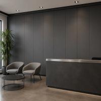China 600mm Wide Matt Graphite Grey PVC Wall Panel for Office Partition and Desk Screen Cladding for sale