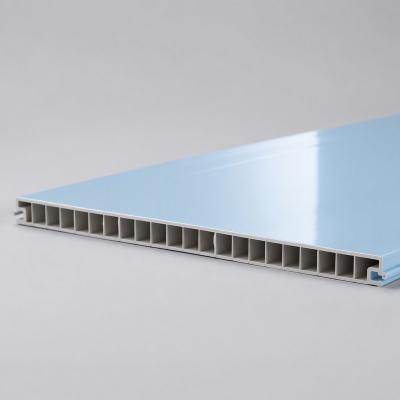 China 600mm Wide High Gloss Ice Blue PVC Wall Panel for Indoor Pool and Spa Hydrotherapy Hall for sale