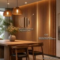 China Sound Absorbing WPC Acoustic Wall Panel 219x26mm Fluted Slat Noise Reduction Board for sale