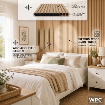 China Sound Absorbing WPC Acoustic Wall Panel 219x26mm Fluted Slat Noise Reduction Board for sale